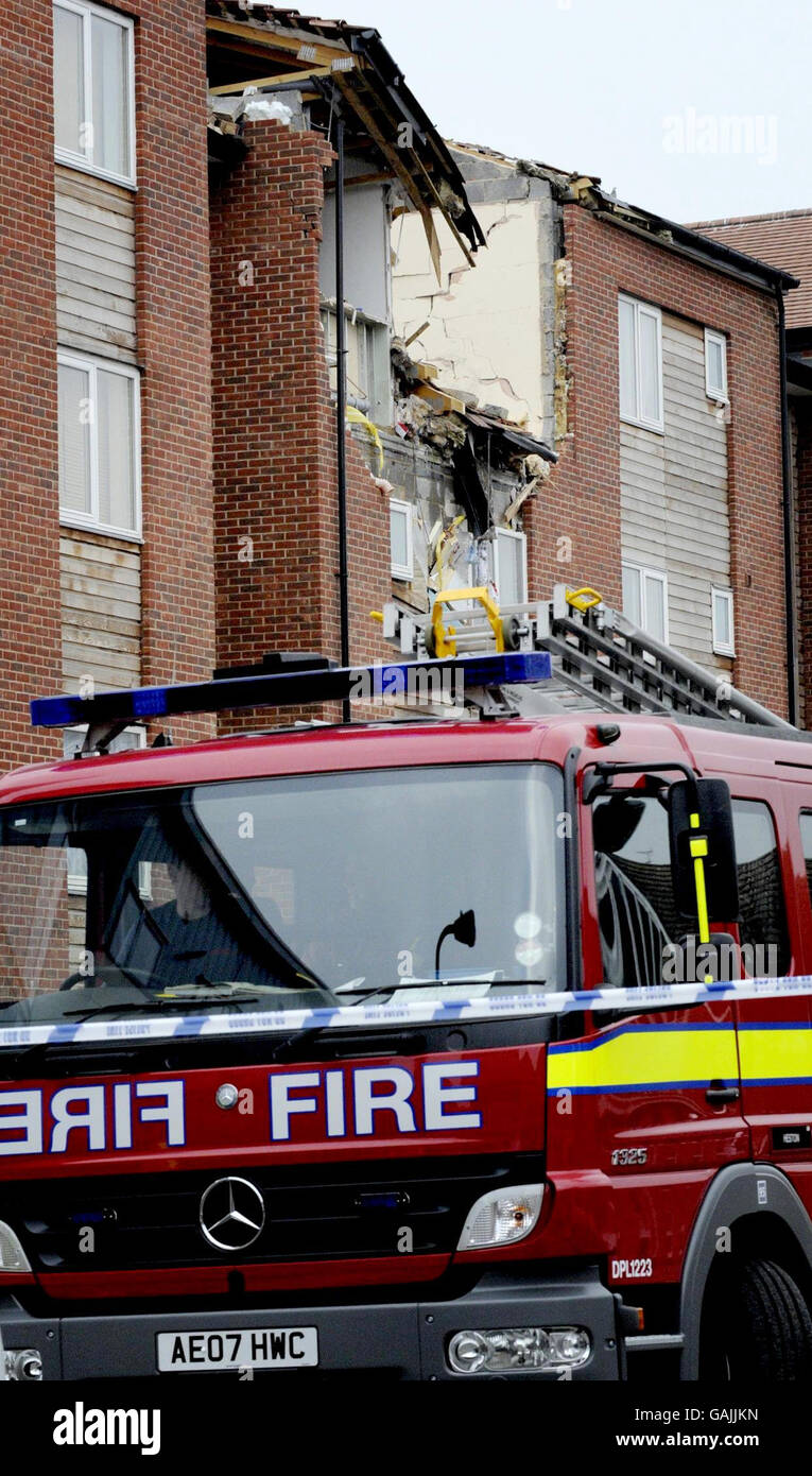 A fire engine at the scene in south Harrow, north London, after a ...