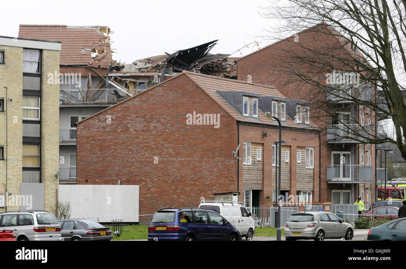 The scene in south Harrow, north London, after a suspected gas ...