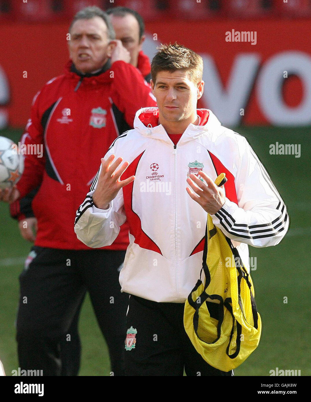 Liverpools steven gerrard training session anfield stadium hi-res stock ...