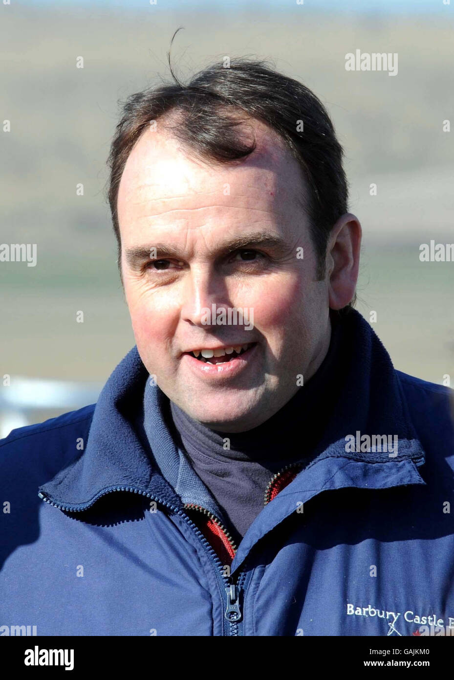 Trainer Alan King talks with Racing journalists at Barbury Castle ...