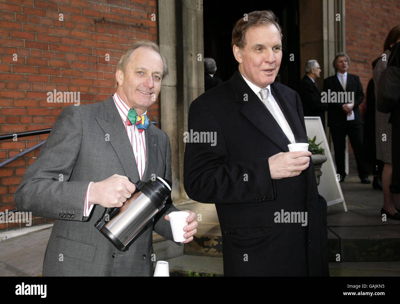 Neil Hamilton (left) and Jonathan Aitken arrive at a memorial service ...