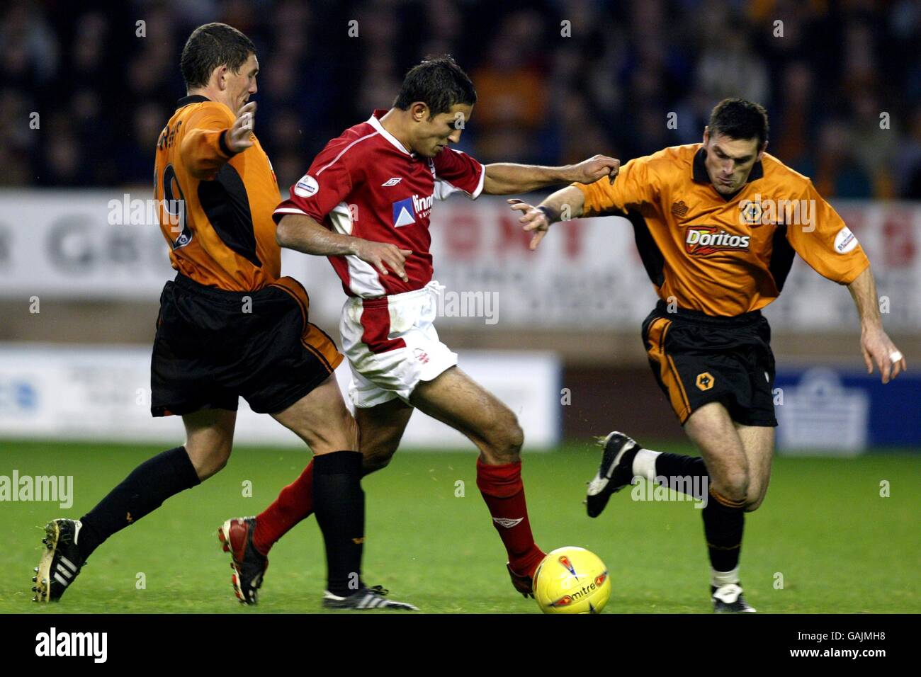 Nottingham Forest's Jack Lester tries to find a gap between ...