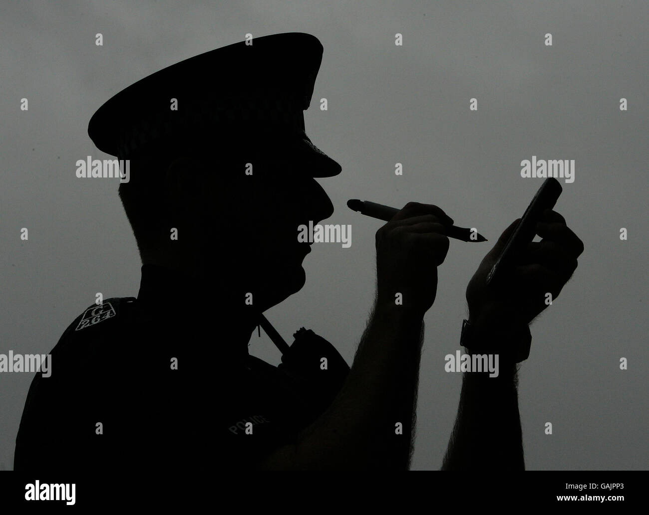 A Strathclyde Police officer using a new integrated computer system ...