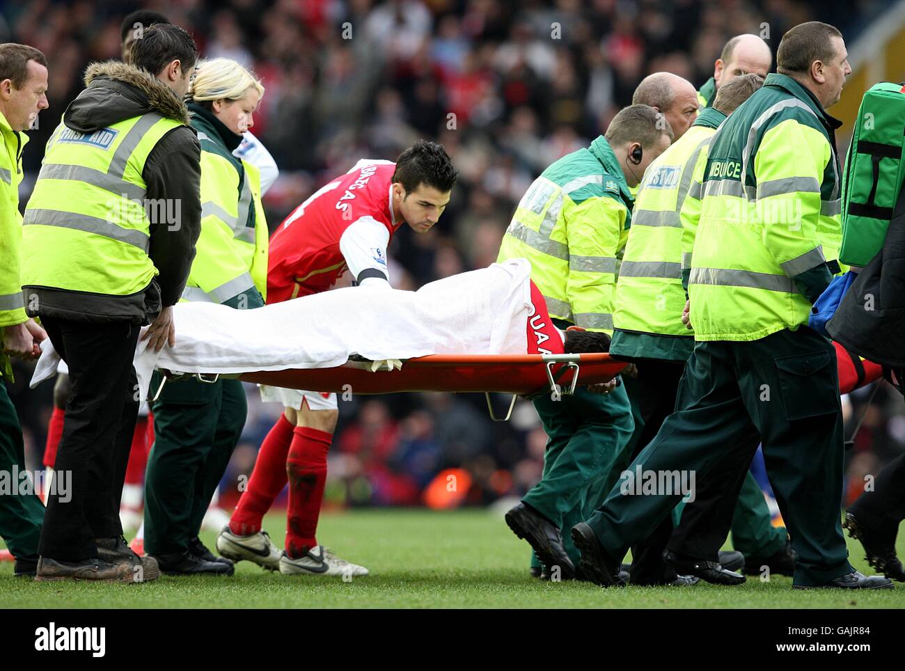 Arsenal's Da Silva Eduardo is carried with possible broken leg after a ...