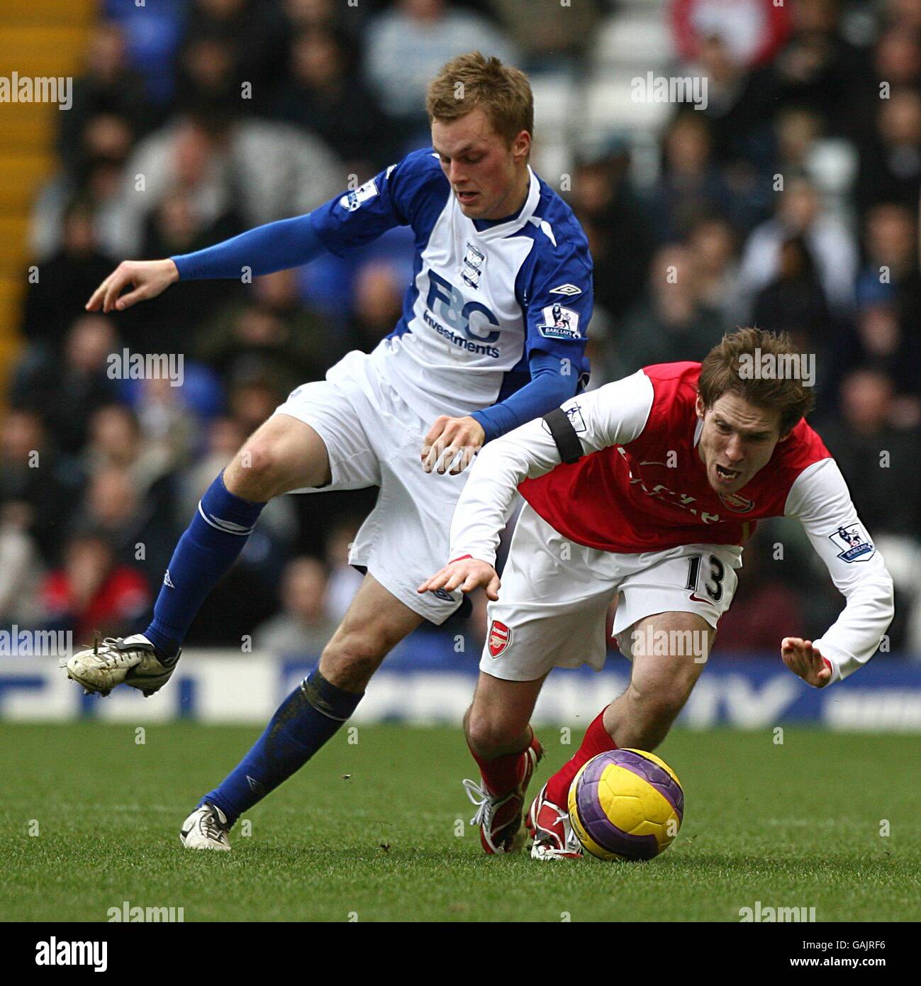 Birmingham City's Sebastian Larsson and Arsenal's Alexander Hleb battle ...