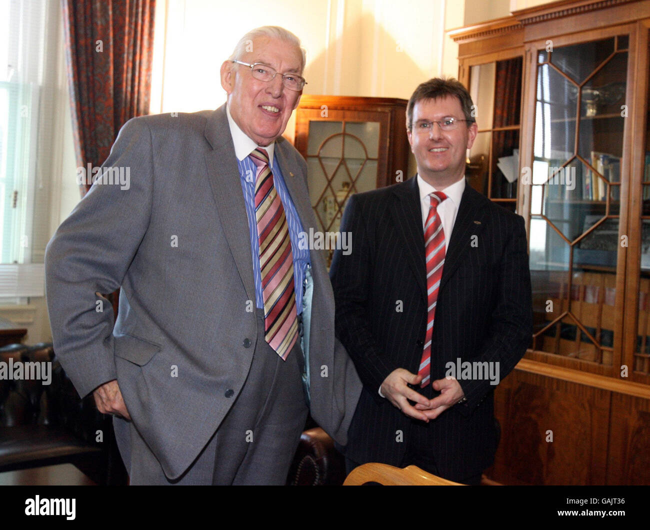 Northern Ireland's new junior minister Jeffrey Donaldson (right) with ...