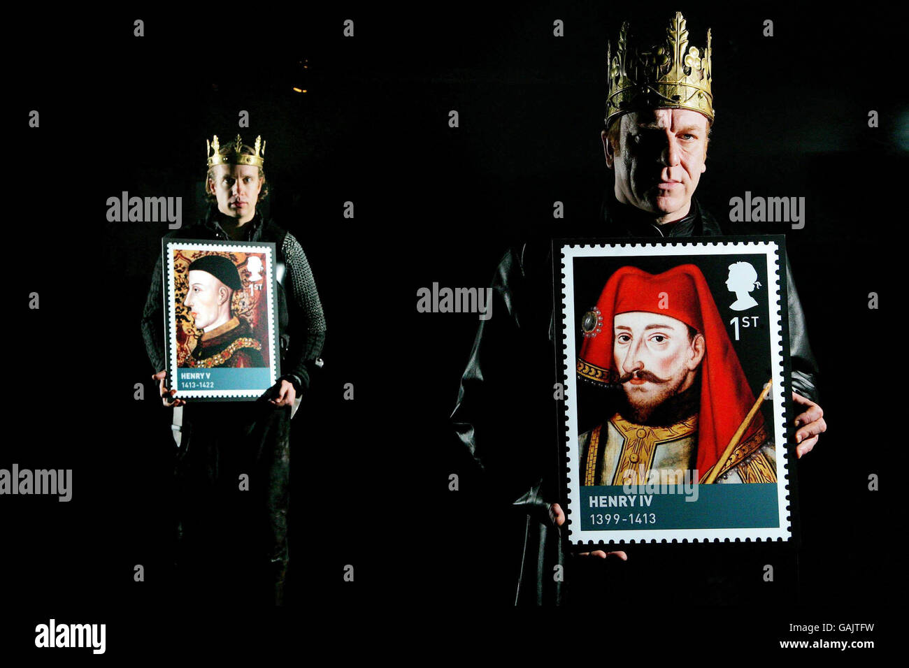 Actor Geoffrey Streatfeild (left) and Clive Wood who play Henry V and ...