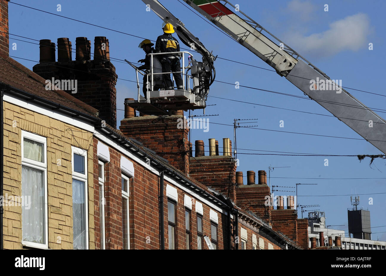 Fire crews in Hull tackle one of numerous collapsed chimney stacks ...
