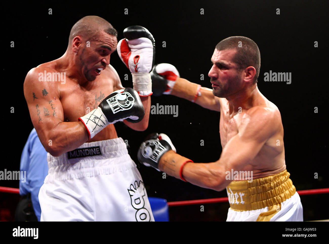 Anthony Mundine in action during his title defence against Nader Hamdan ...