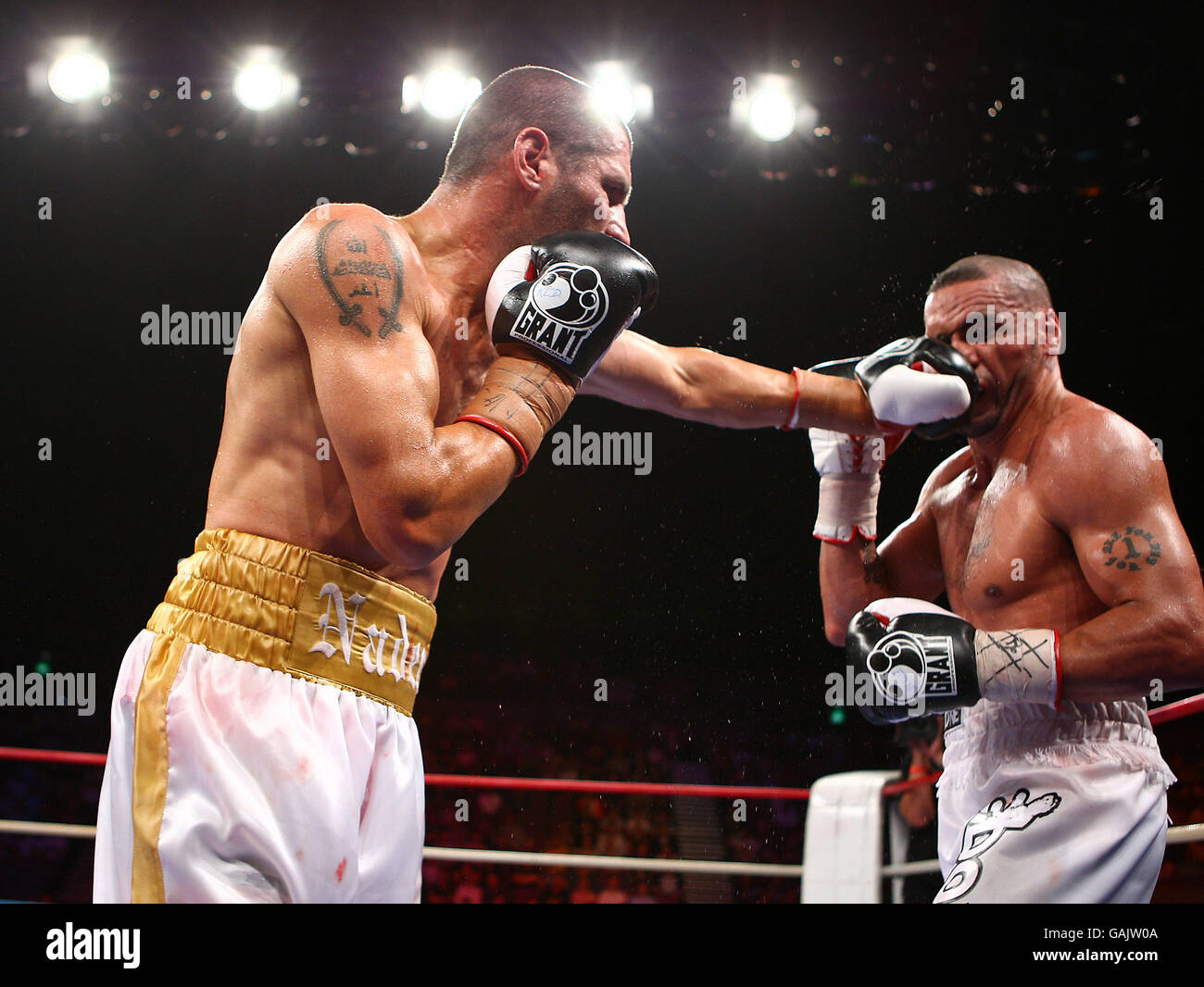 Anthony Mundine in action during his title defence against Nader Hamdan ...
