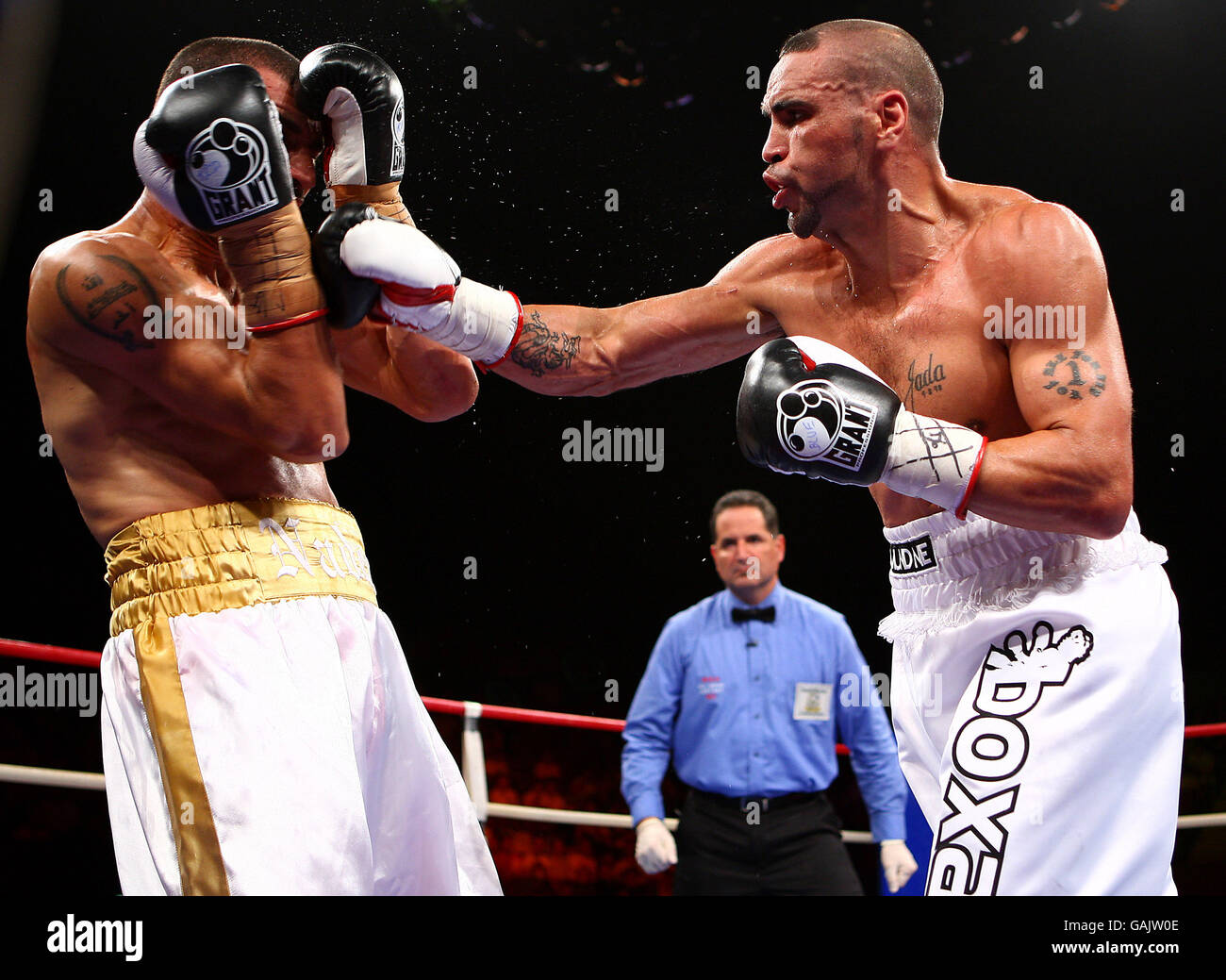 Anthony Mundine in action during his title defence against Nader Hamdan ...