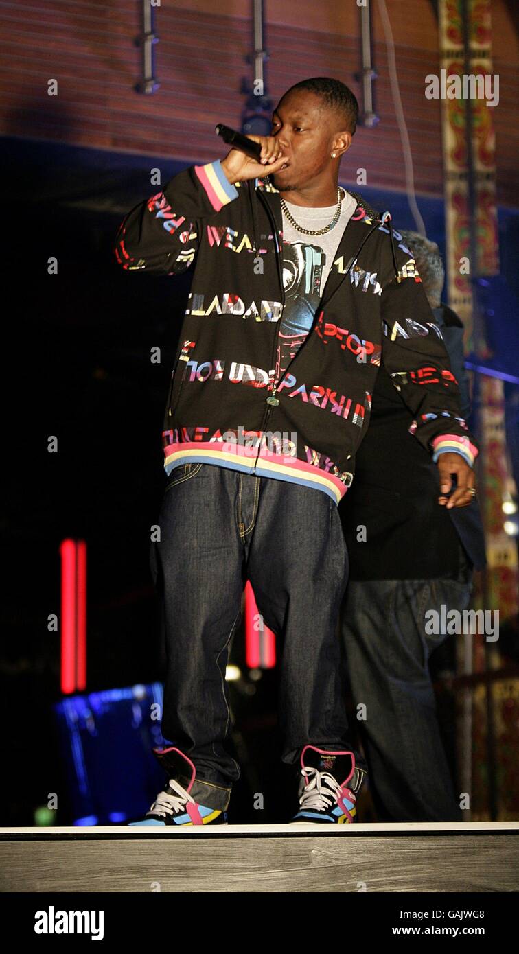 Dizzee Rascal on stage during the Shockwaves NME Awards 2008 at The O2 ...