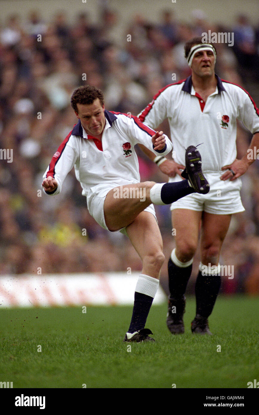 Englands jonathan webb kicks a conversion hi-res stock photography and ...