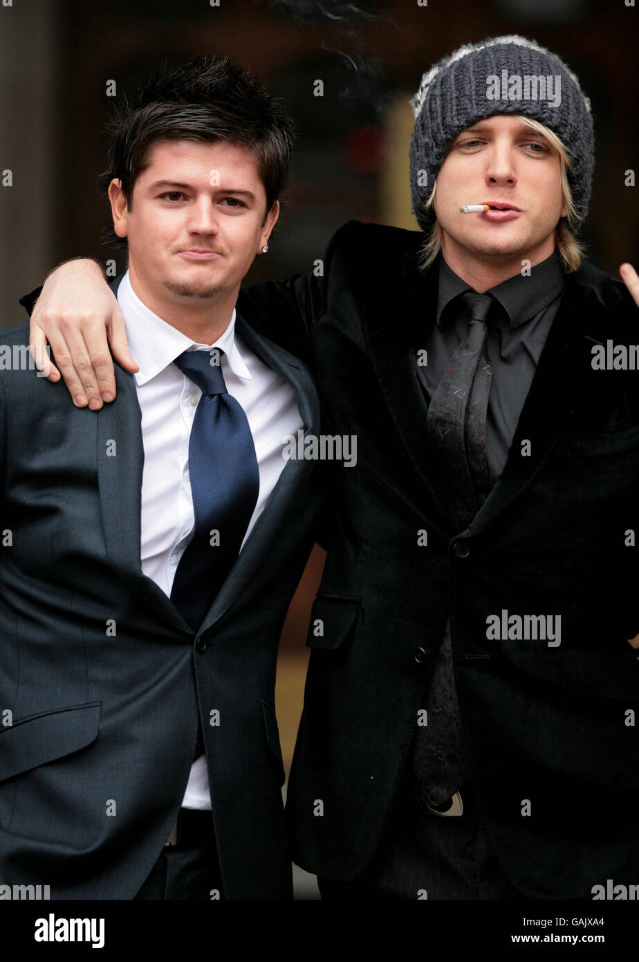 Two original members of the pop group Busted, Owen Doyle (left) and Ki ...