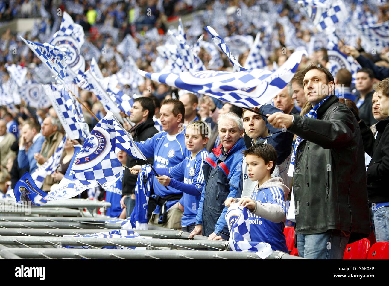 Chelsea football fans stadium flags hi-res stock photography and images ...