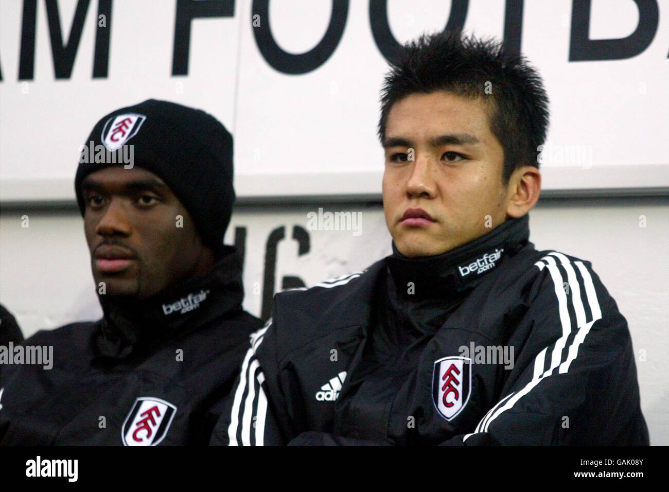 Fulhams callum willock junichi inamoto sit on the substitutes bench hi ...