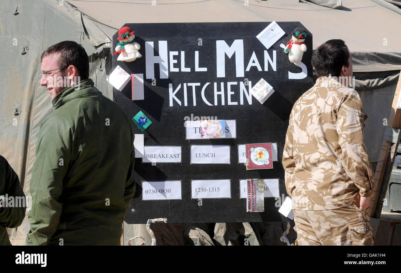 The kitchen at FOB (forward operating base) Dwyer, in Afghanistan's ...