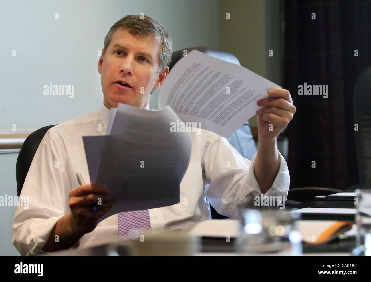 Scottish Liberal Democrat leader Nicol Stephen looks over his speech ...