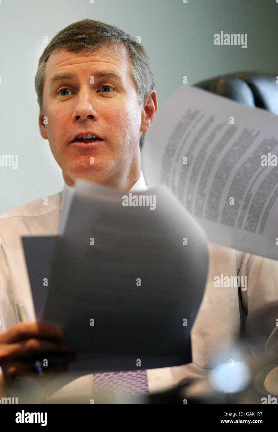 Scottish Liberal Democrat leader Nicol Stephen looks over his speech ...