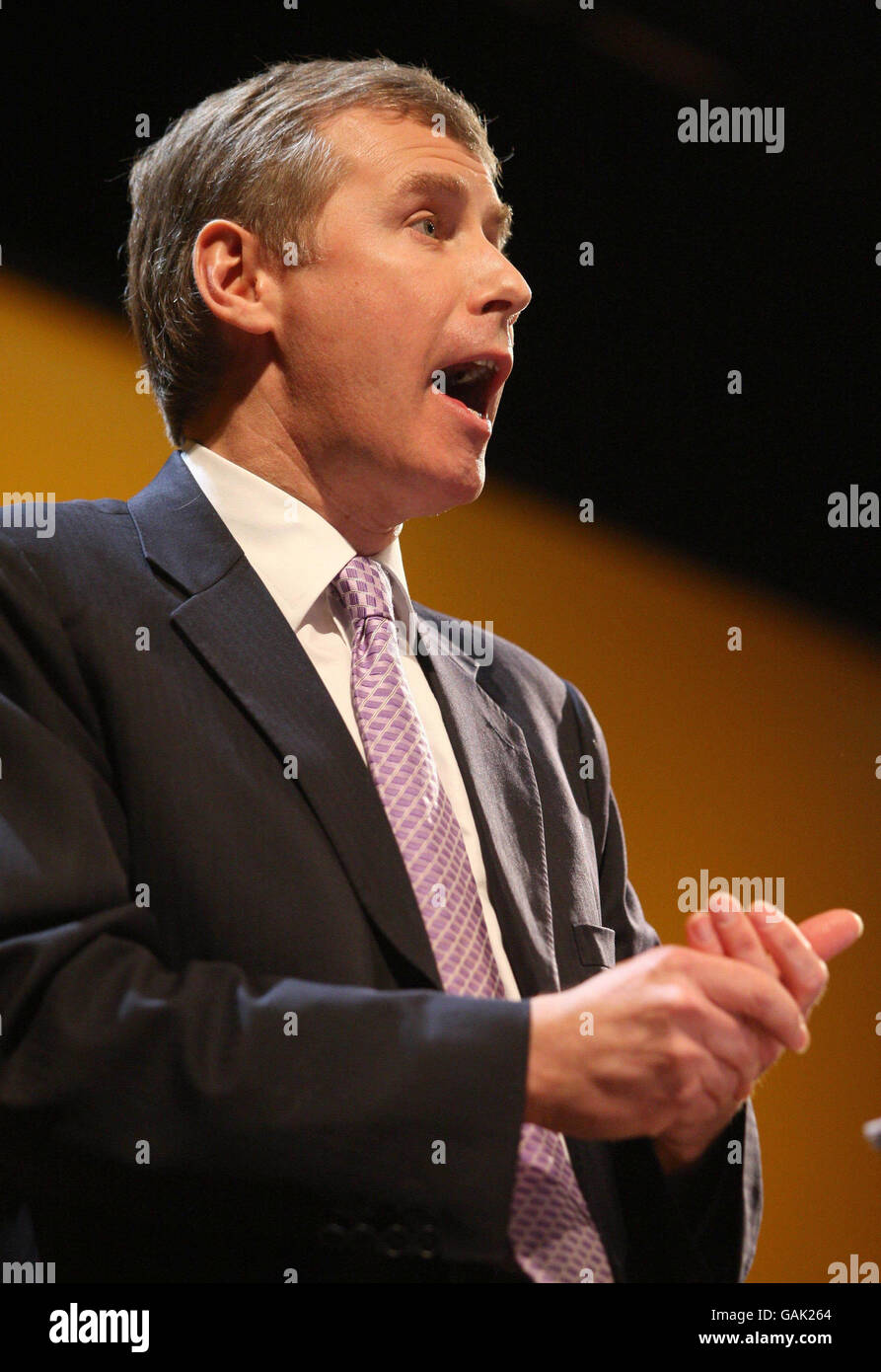 The Scottish Liberal Democrat leader Nicol Stephen delivers his speech ...