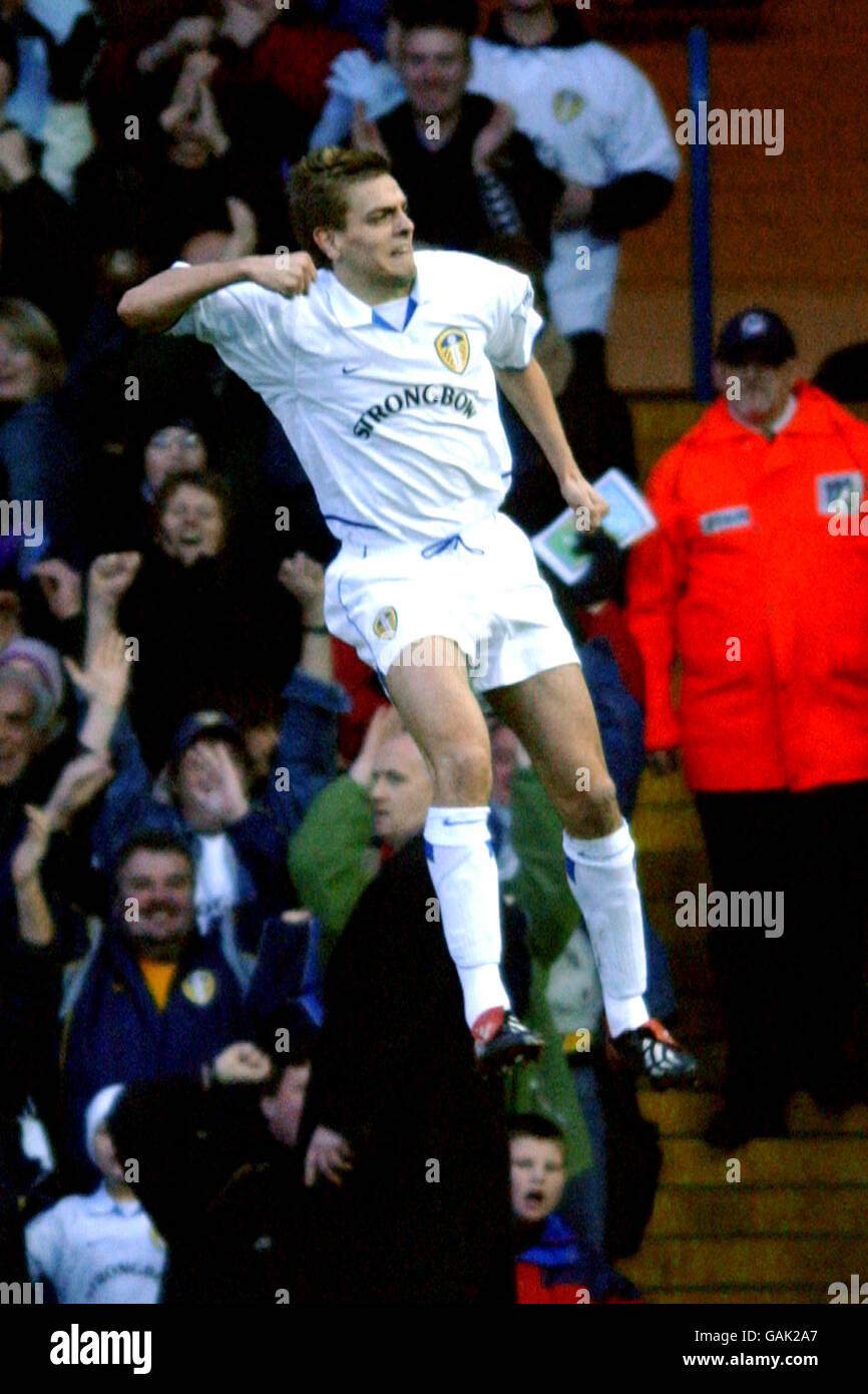 Leeds United's Jonathan Woodgate celebrates scoring the opening goal ...