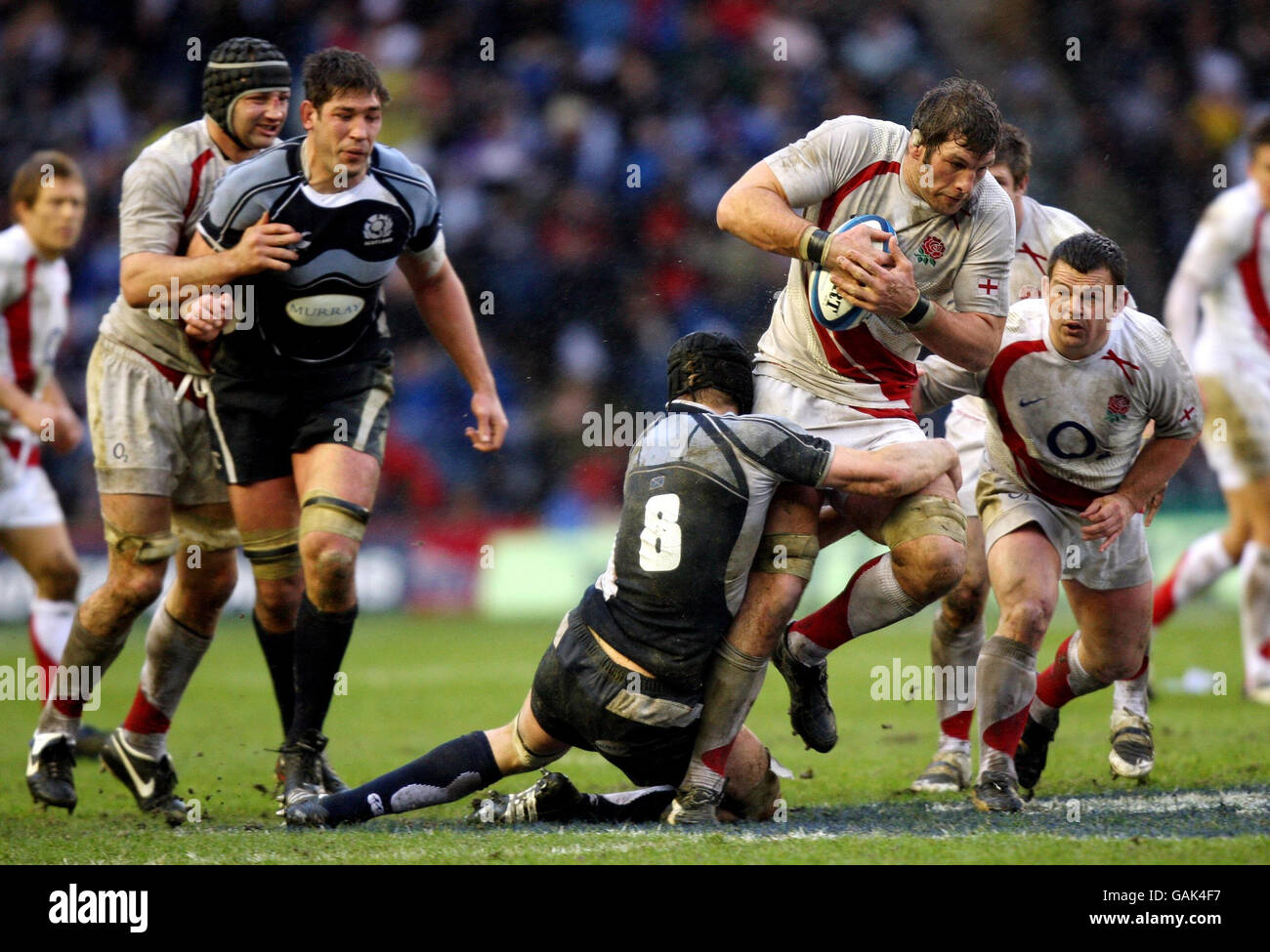 Full length action ball tackling tackle scotland mangrs hi-res stock ...