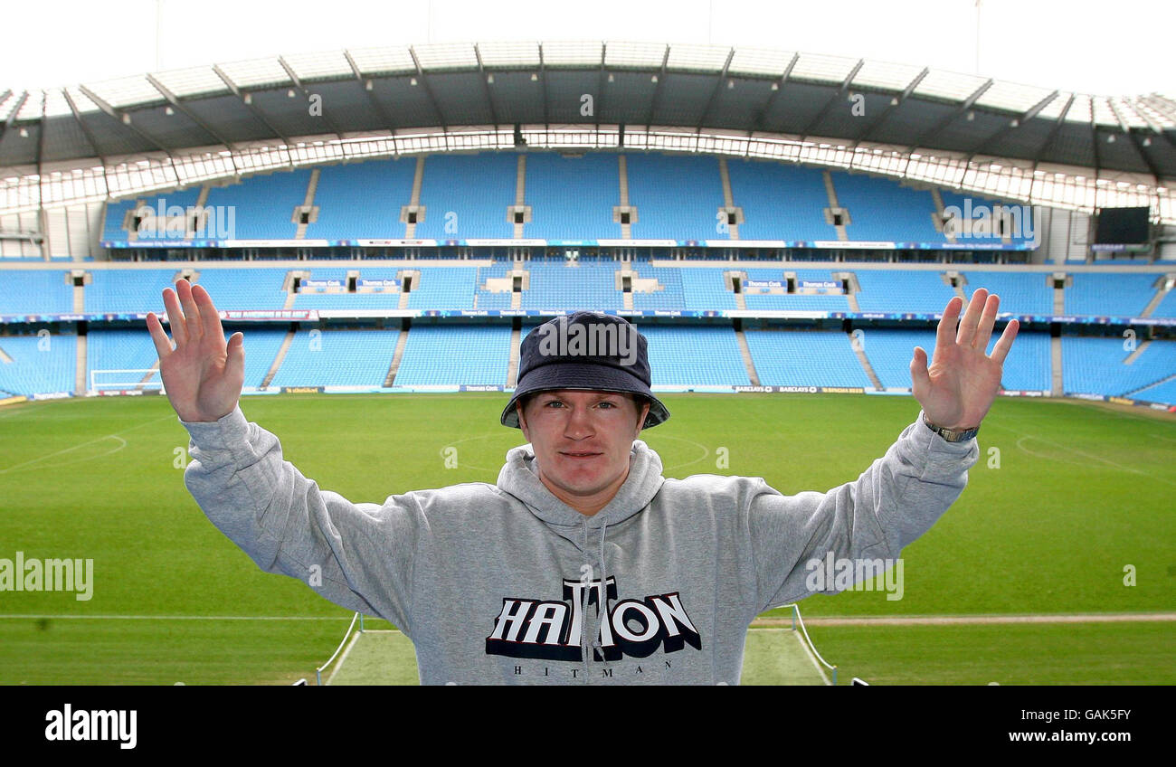Ricky Hatton during a press conference at the City of Manchester ...