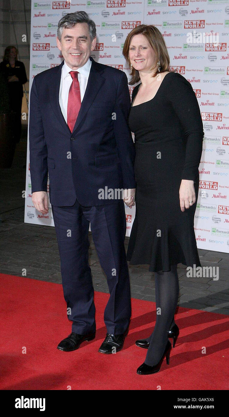 Gordon Brown and wife Sarah arrive for the 2008 Childrens Champions ...