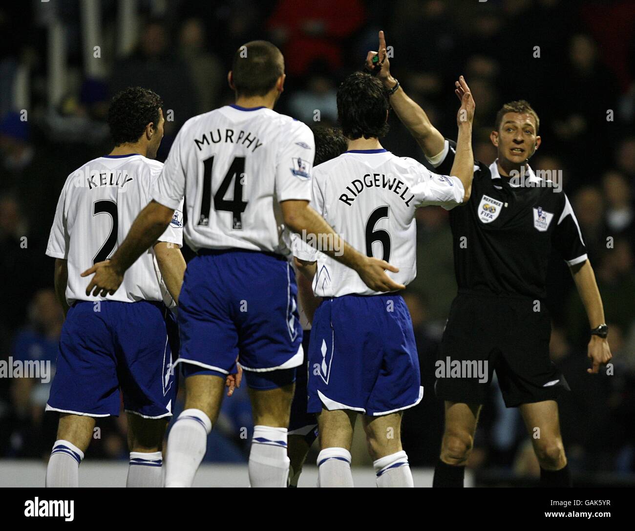 Match referee Steve Tanner (r) ignores the protests from the Birmingham ...