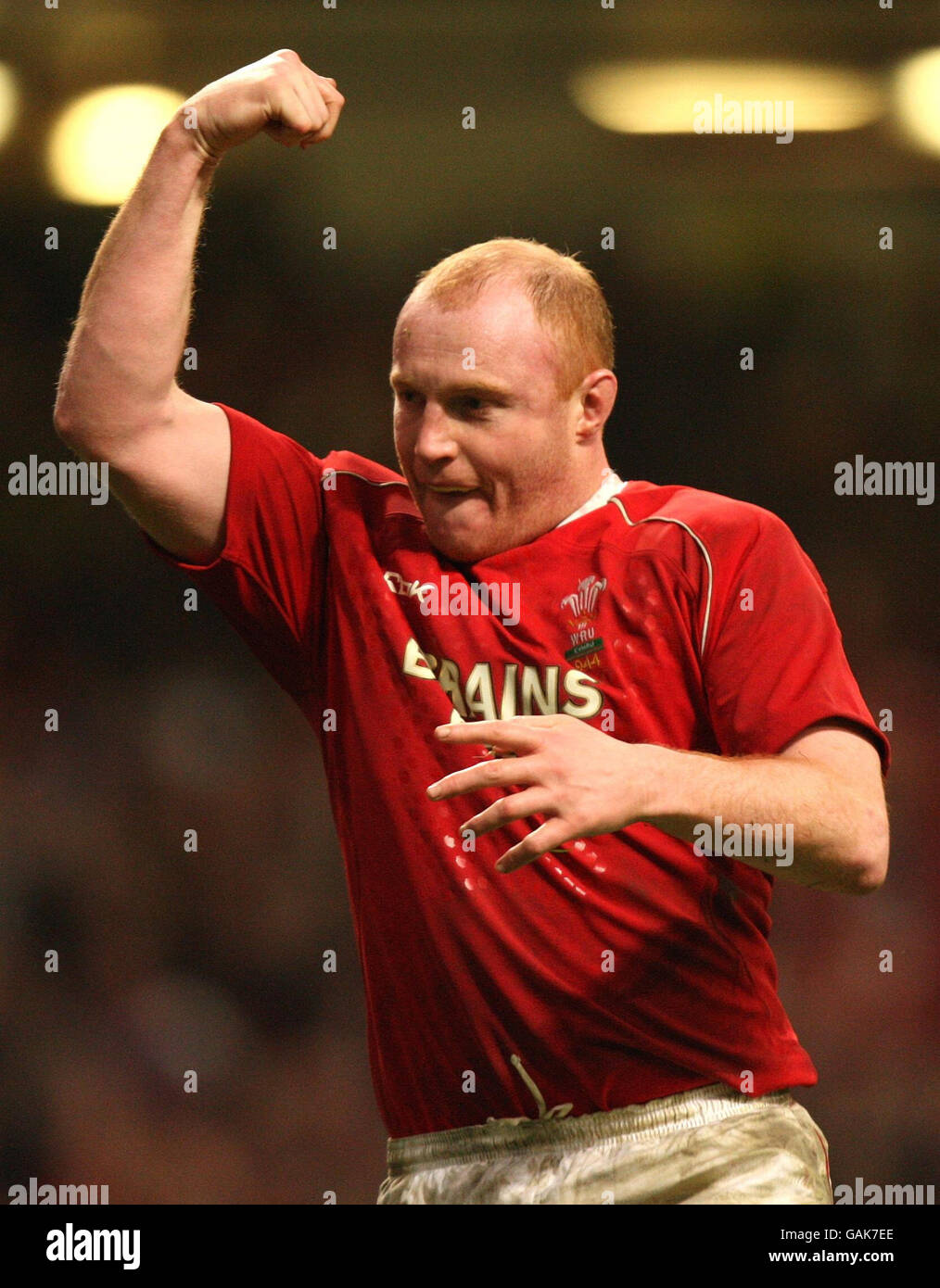 Martyn Williams celebrates scoring Wales second try during the RBS 6 ...