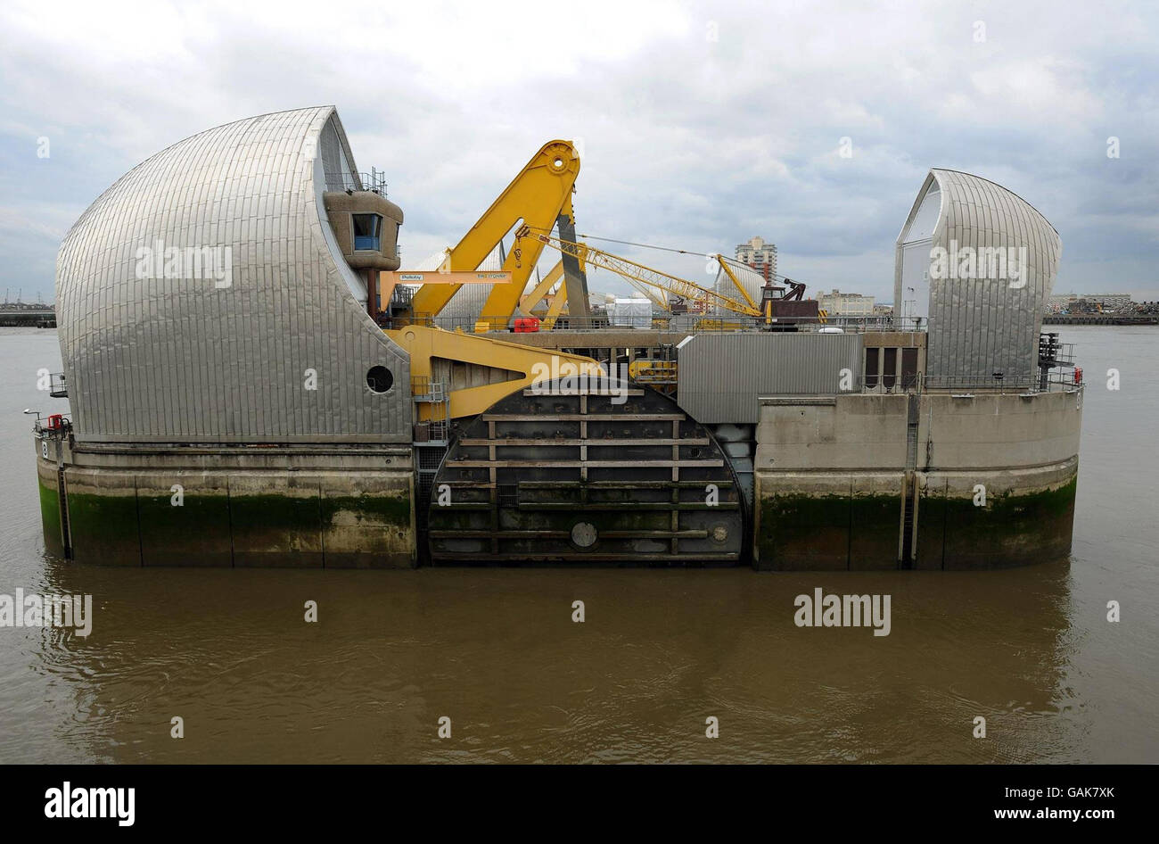 The Thames Barrier. A general view of the Thames Barrier in south-east ...