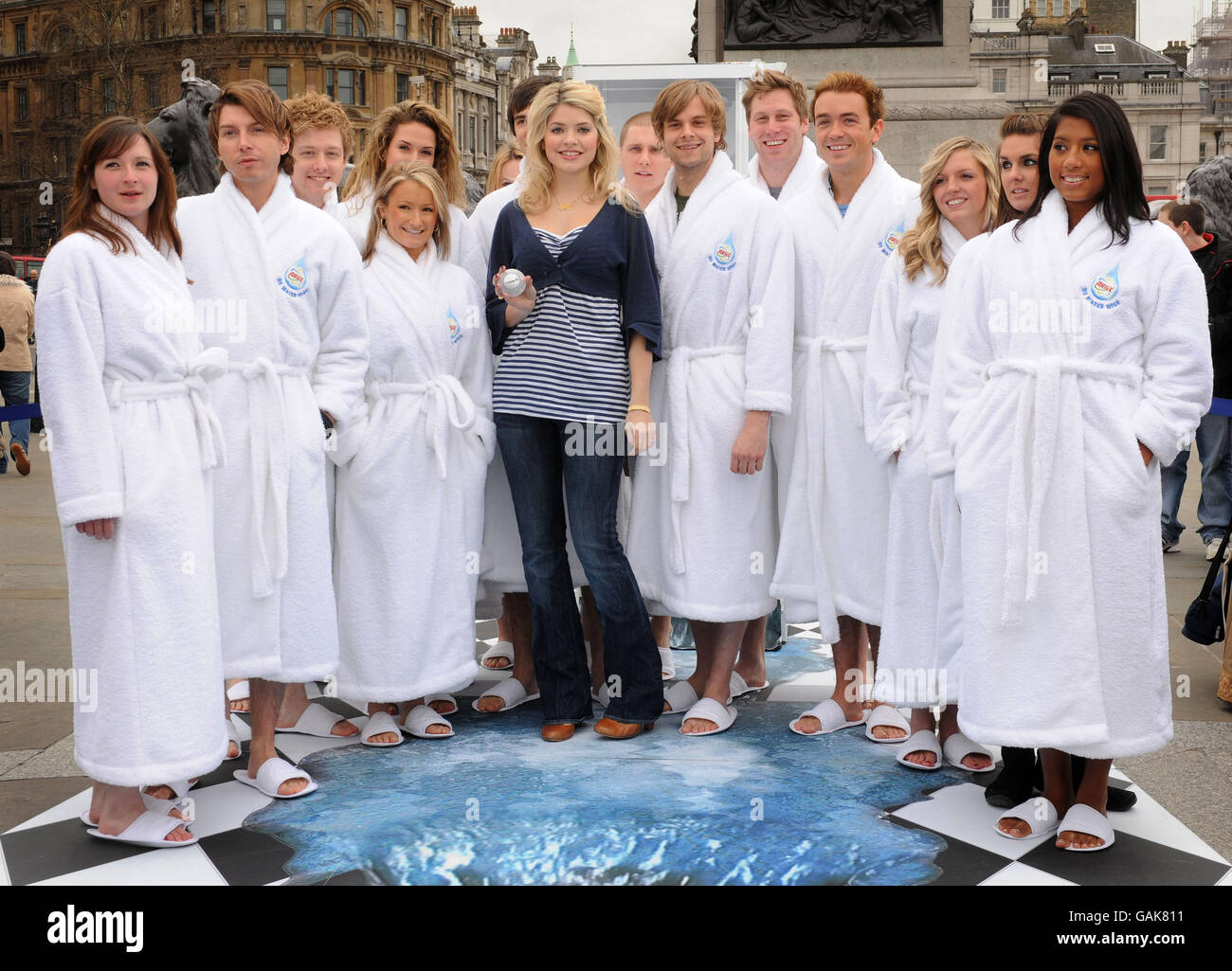 Holly Willoughby (centre) joins models in dressing gowns, call on the ...
