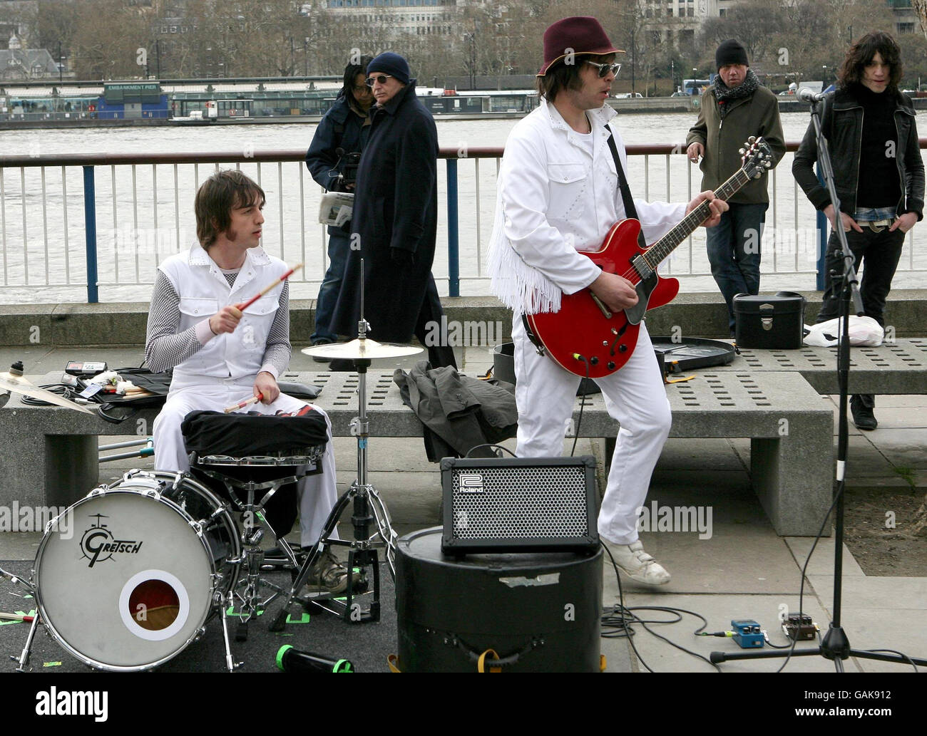 Supergrass Busking Outside The Royal Festival Hall - London Stock Photo ...