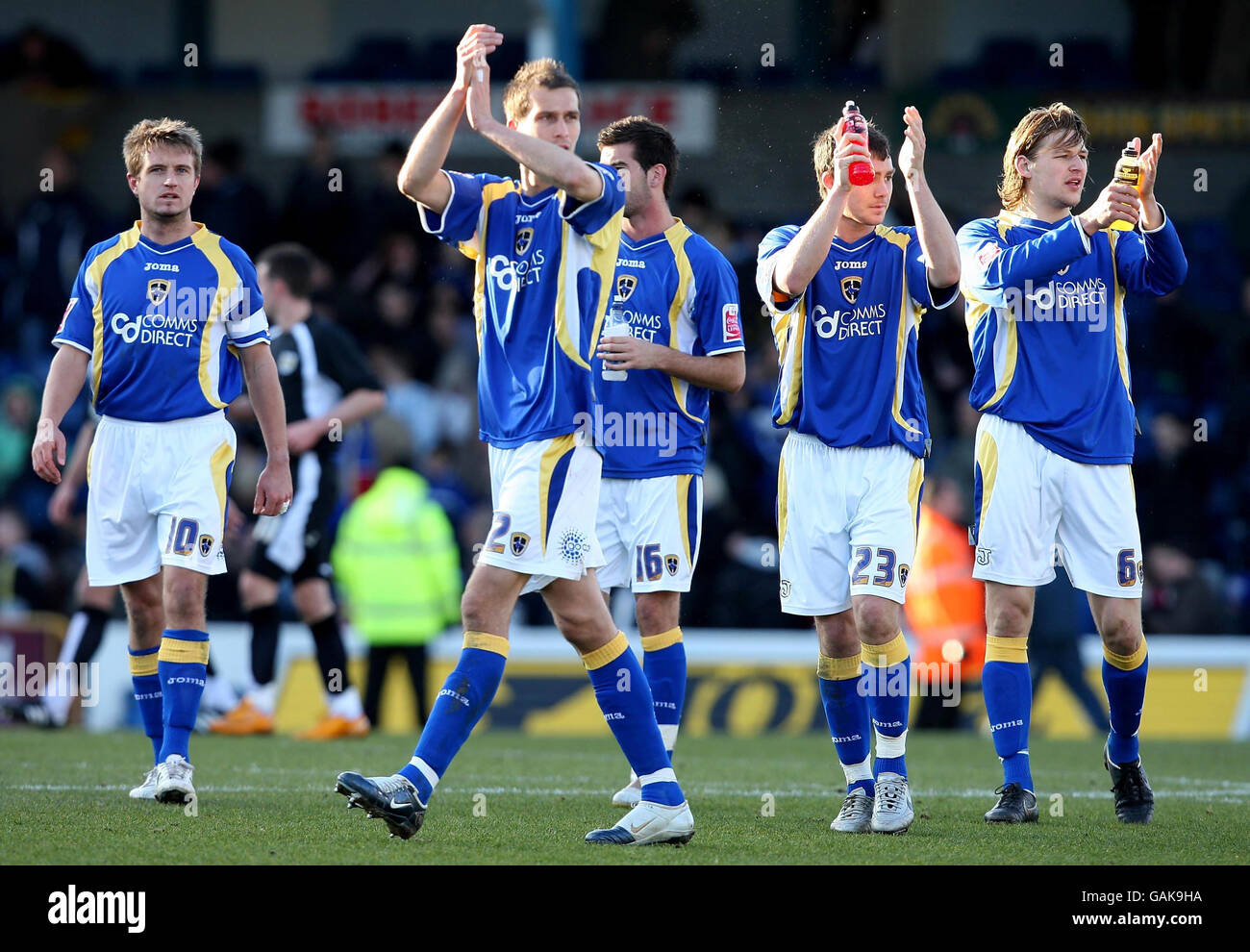 Cardiff City's players celebrate at the end of the game during the Coca ...