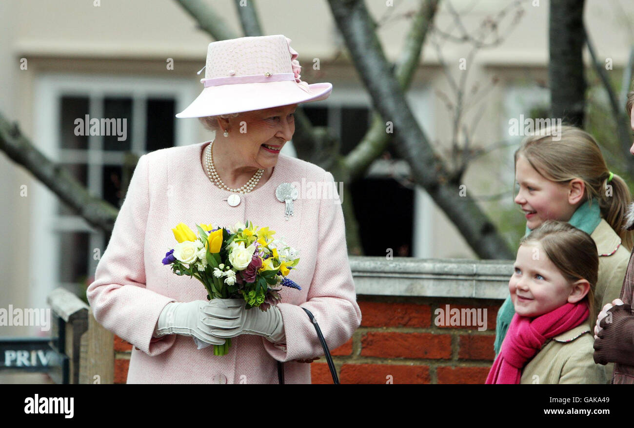 Her Majesty Queen Elizabeth II leaves St George's Chapel in the grounds ...