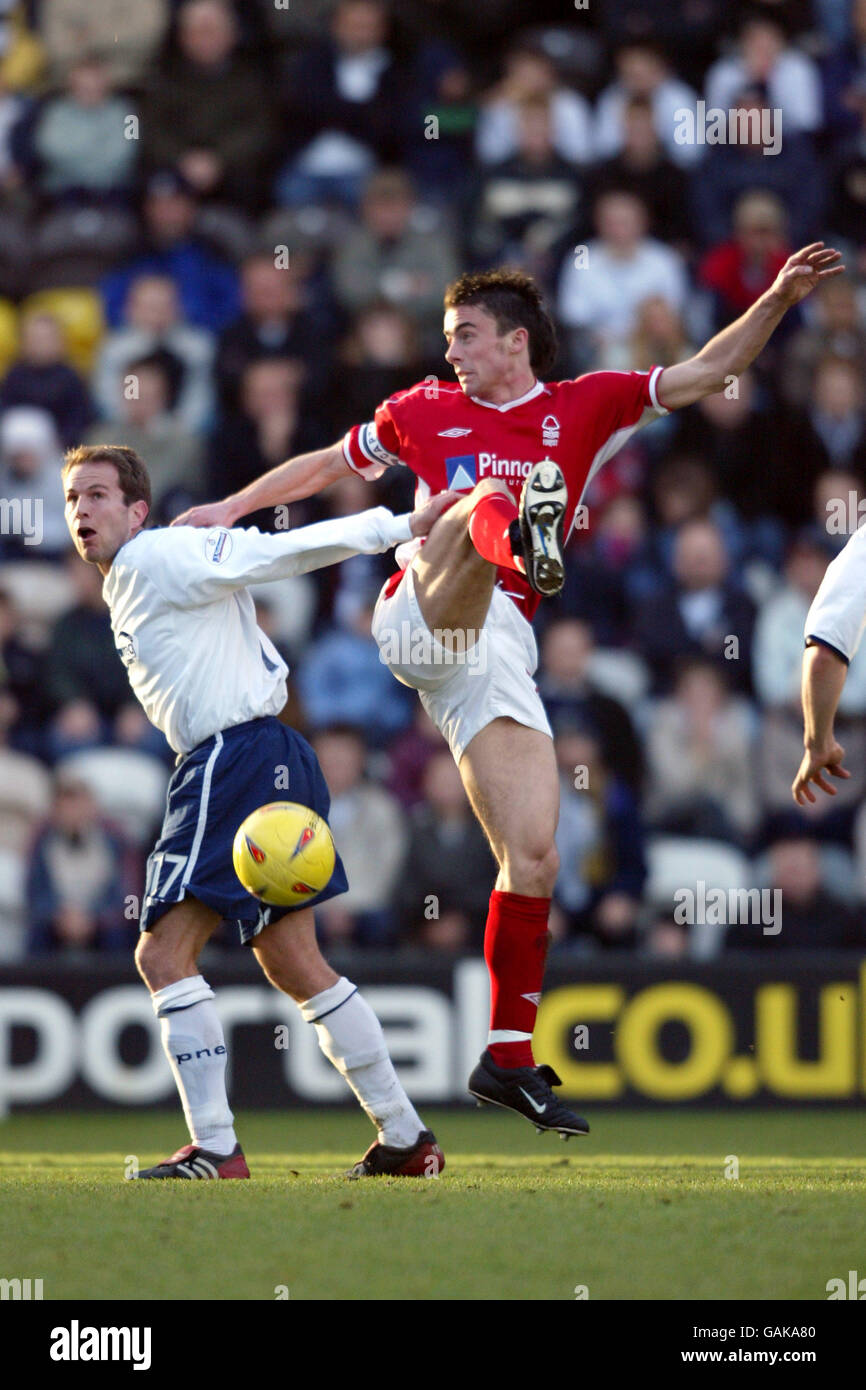Preston North End's Eddie Lewis and Nottingham Forest's David Prutton ...