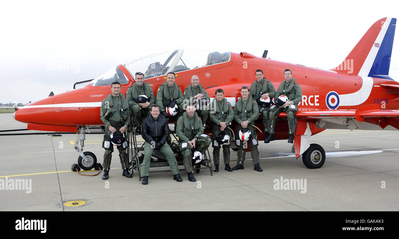 The Red Arrows 2008 display team , back row left to right, Flight ...