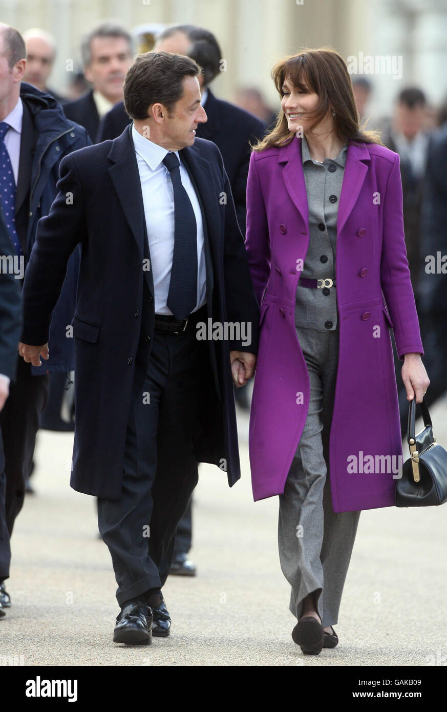 French President Nicolas Sarkozy and his wife Carla Bruni arrive at ...