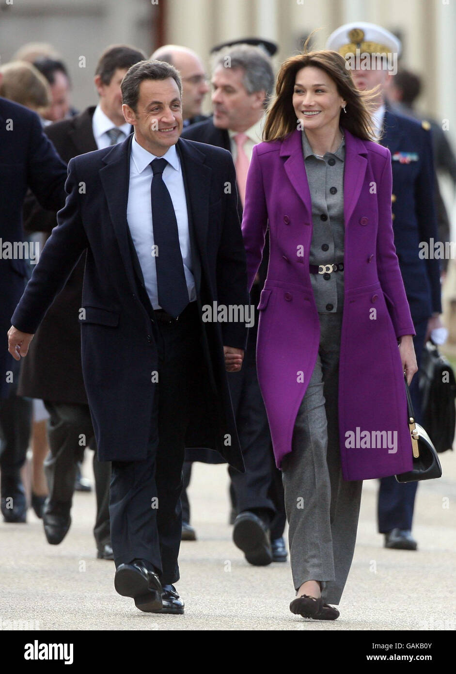 French President Nicolas Sarkozy and his wife Carla Bruni arrive at ...