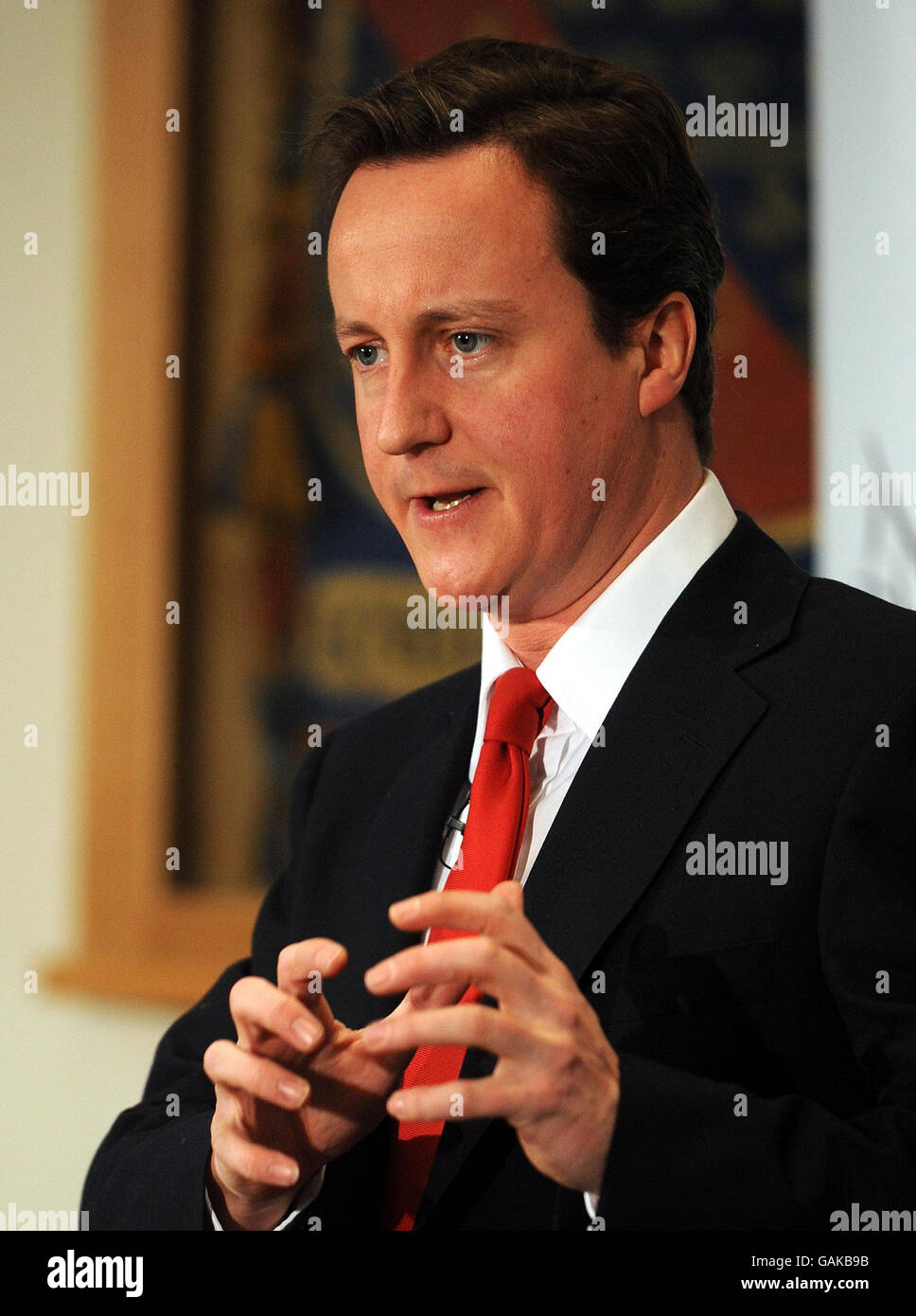 Leader of the Conservative Party David Cameron, during his address to ...