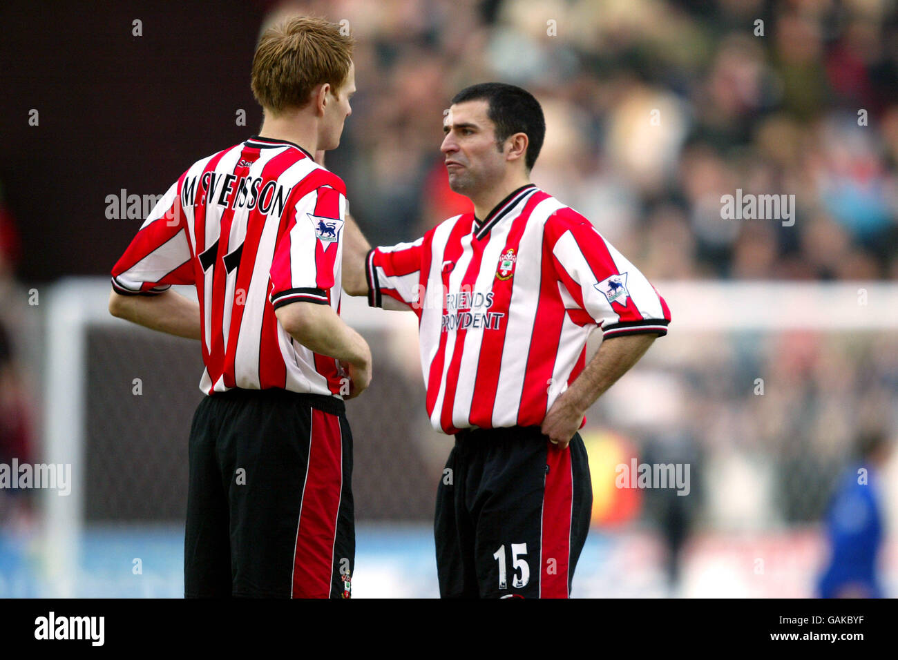 Southampton's Michael Svensson (l) and Francis Benali (r) discuss the ...
