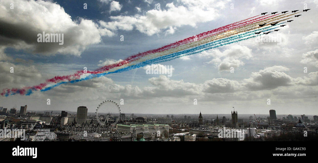 RAF 90th anniversary flypast Stock Photo - Alamy