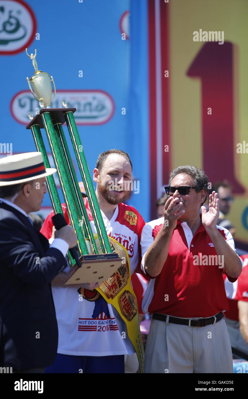 New York City, United States. 04th July, 2016. Winner Joey Chestnut ...
