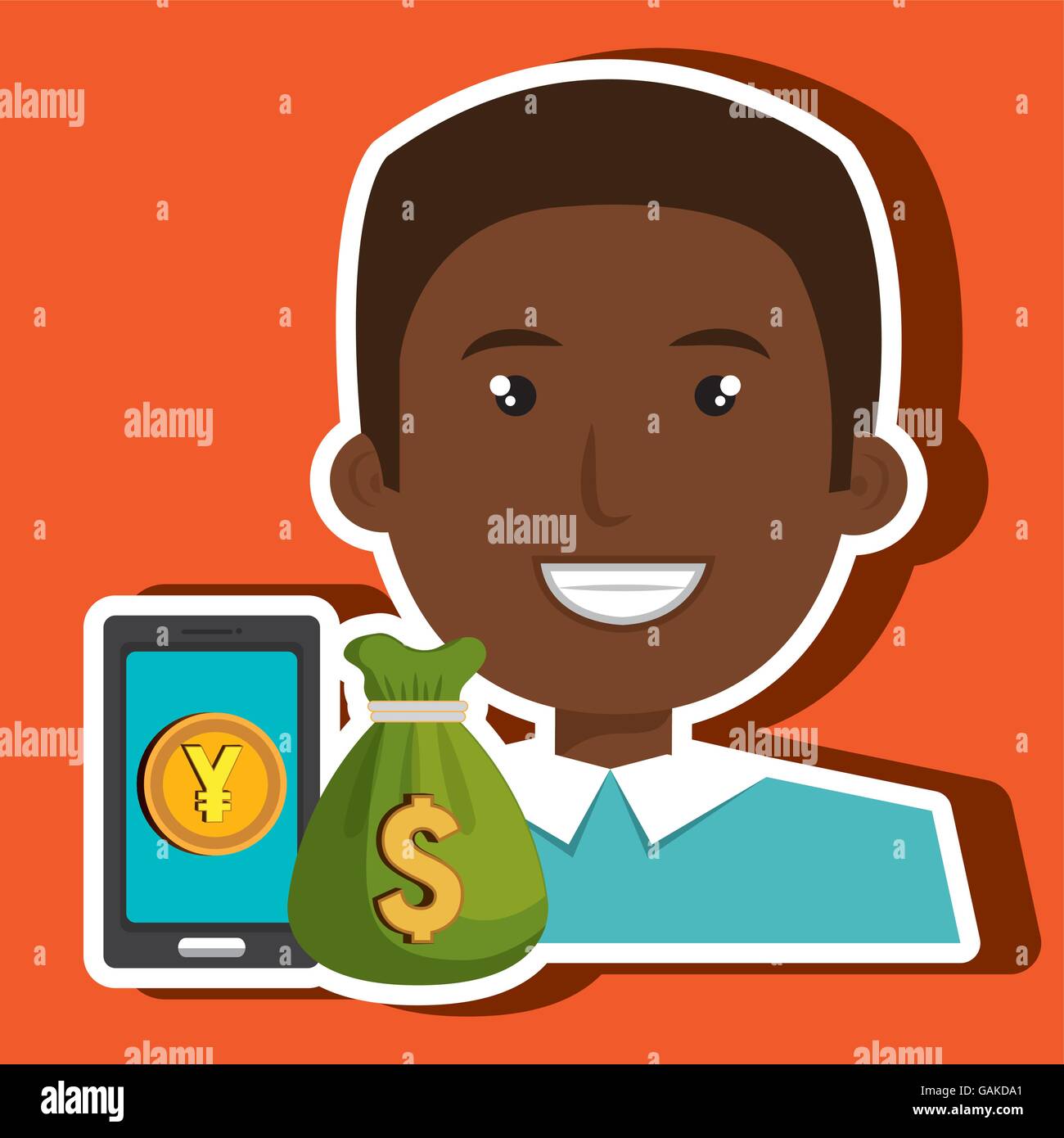 person with smartphone and coin isolated icon design Stock Vector Image ...
