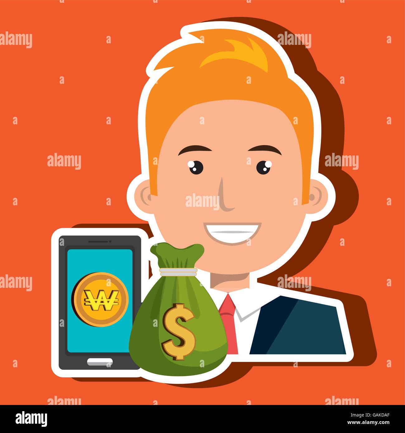 person with smartphone and coin isolated icon design Stock Vector Image ...