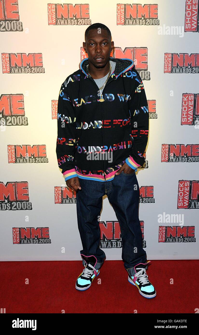 Dizzee Rascal arrives for the Shockwaves NME Awards 2008 at The O2 ...