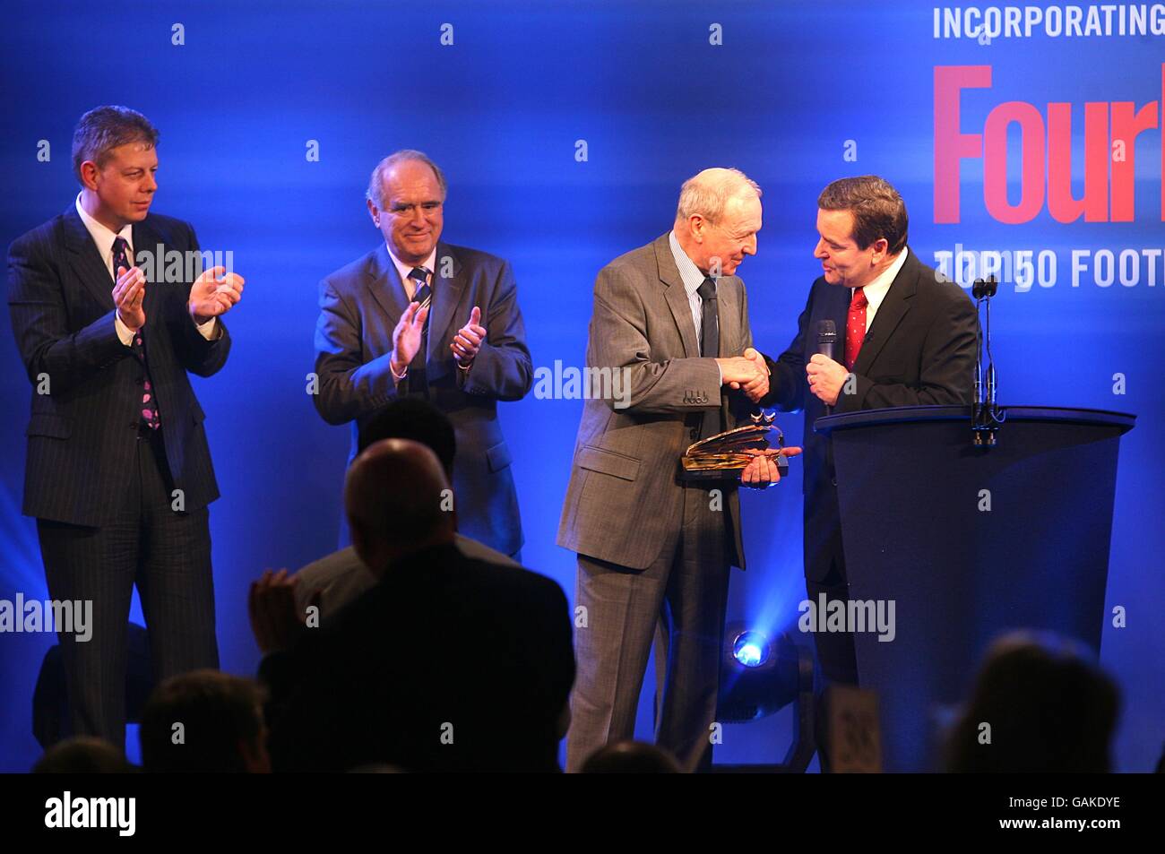 Jimmy Armfield (centre, right) shakes hands with Jeff Stelling after ...