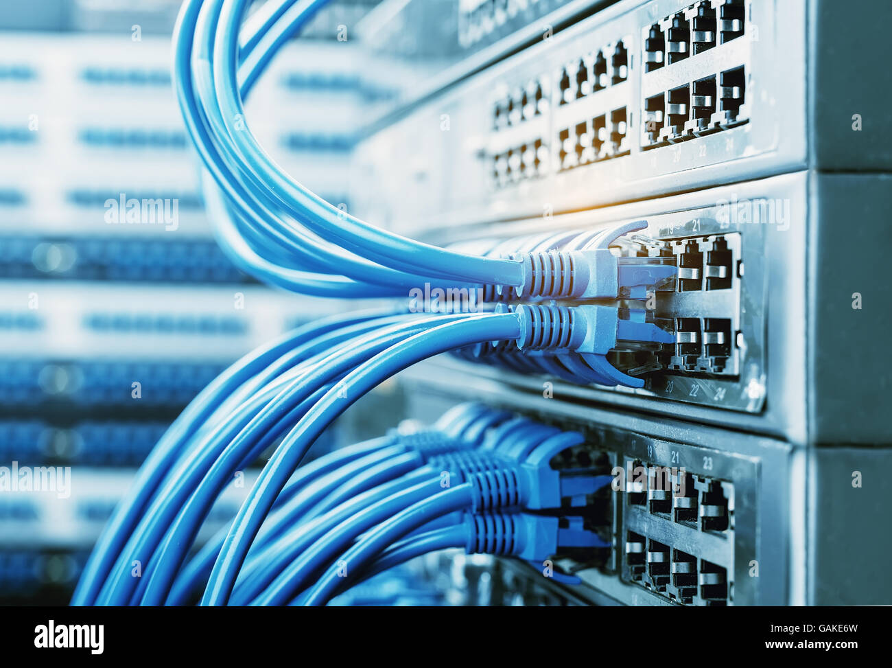 Network panel, switch and cable in data center Stock Photo - Alamy
