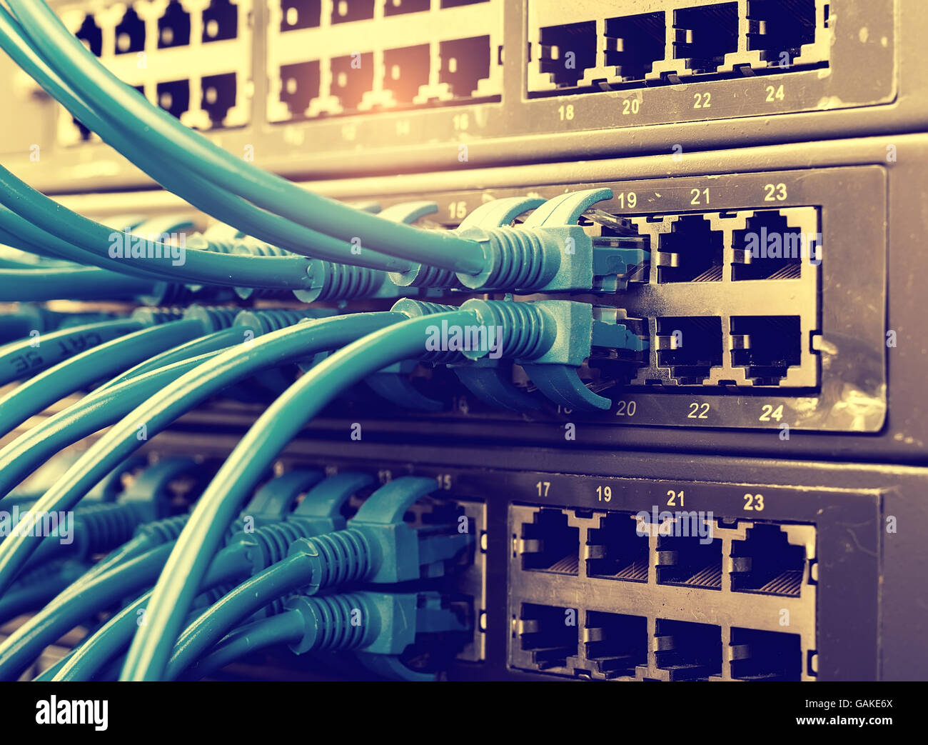 Network panel, switch and cable in data center Stock Photo - Alamy