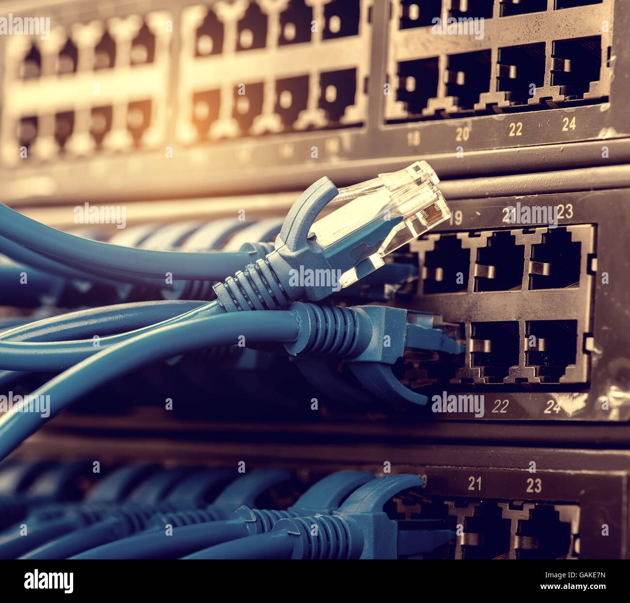 Network panel, switch and cable in data center Stock Photo - Alamy